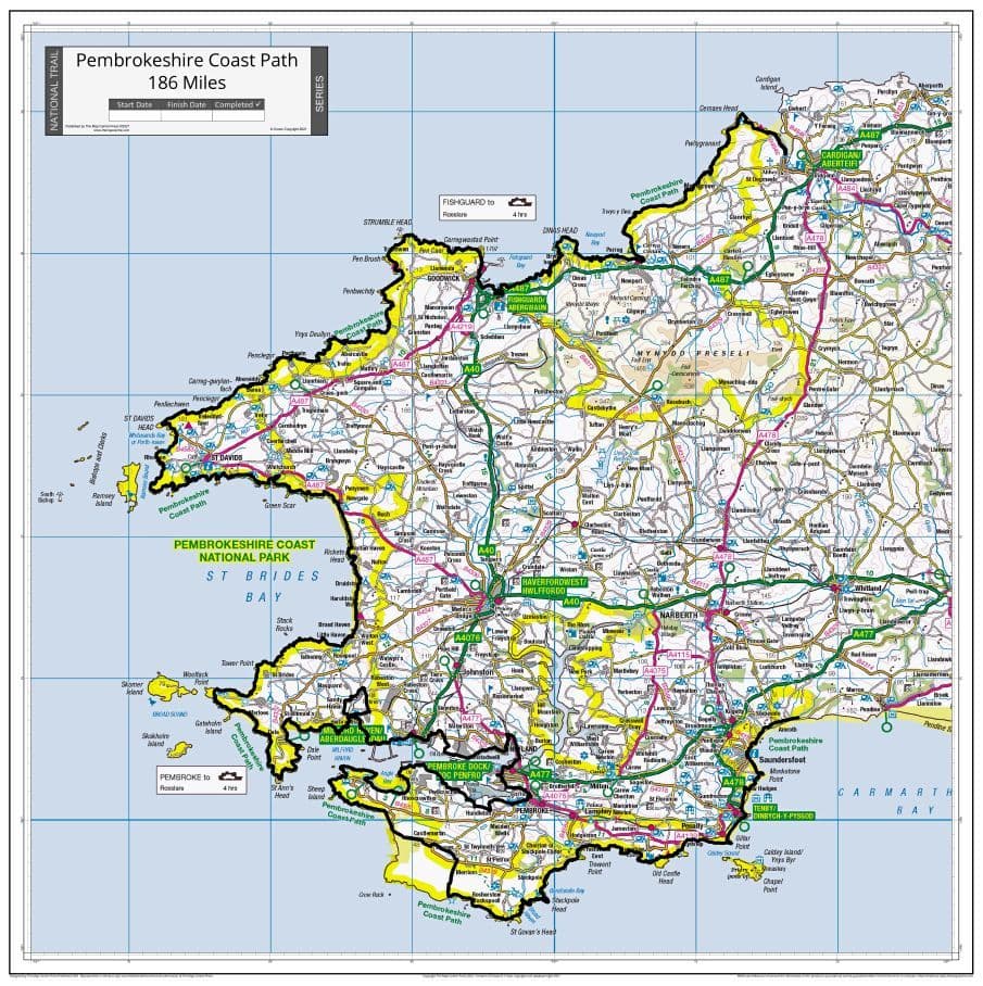Pembrokeshire Coast Path Wall Map