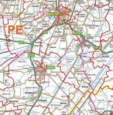 Peterborough - PE - Postcode Sector Wall Map