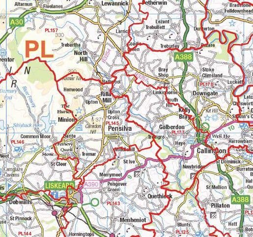 Plymouth - PL - Postcode Sector Wall Map