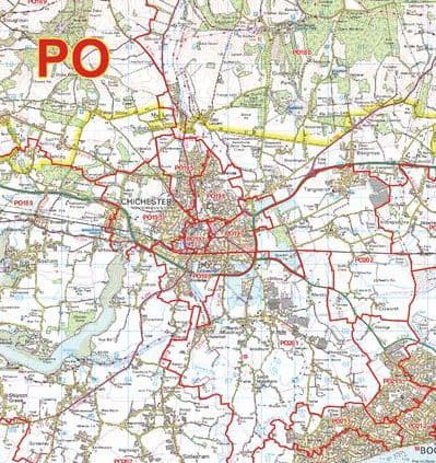 Portsmouth - PO - Postcode Sector Wall Map