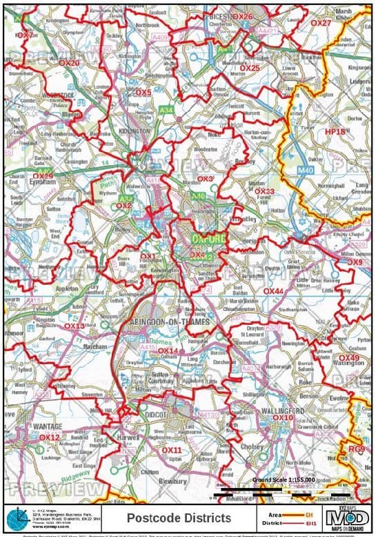 Postcode District Map - Bespoke at 1 155 000