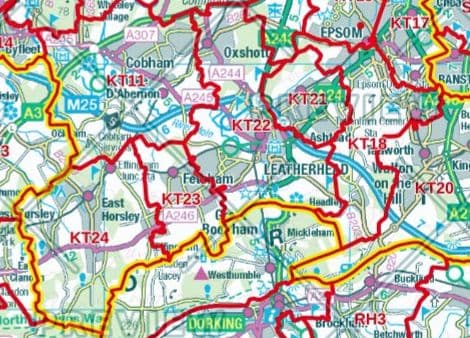 Postcode District Map - Bespoke at 1 155 000