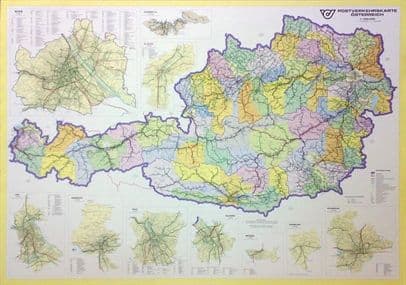 Postcode Map Of Austria - Laminated