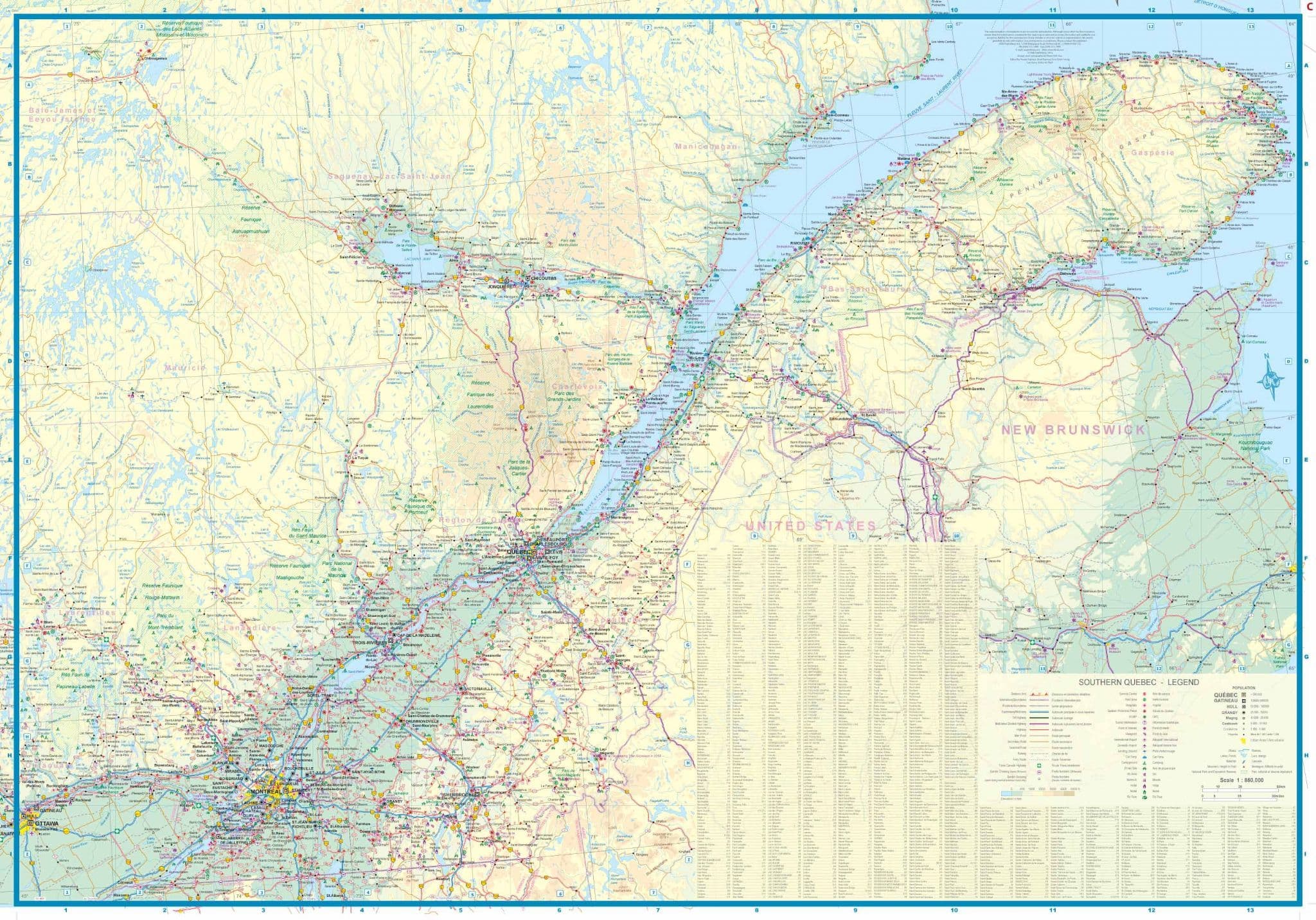 Quebec Southern Travel Map