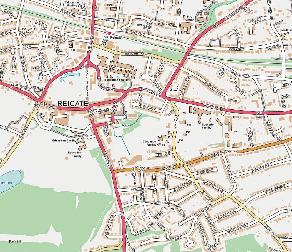 Reigate & Redhill Street Map 2022