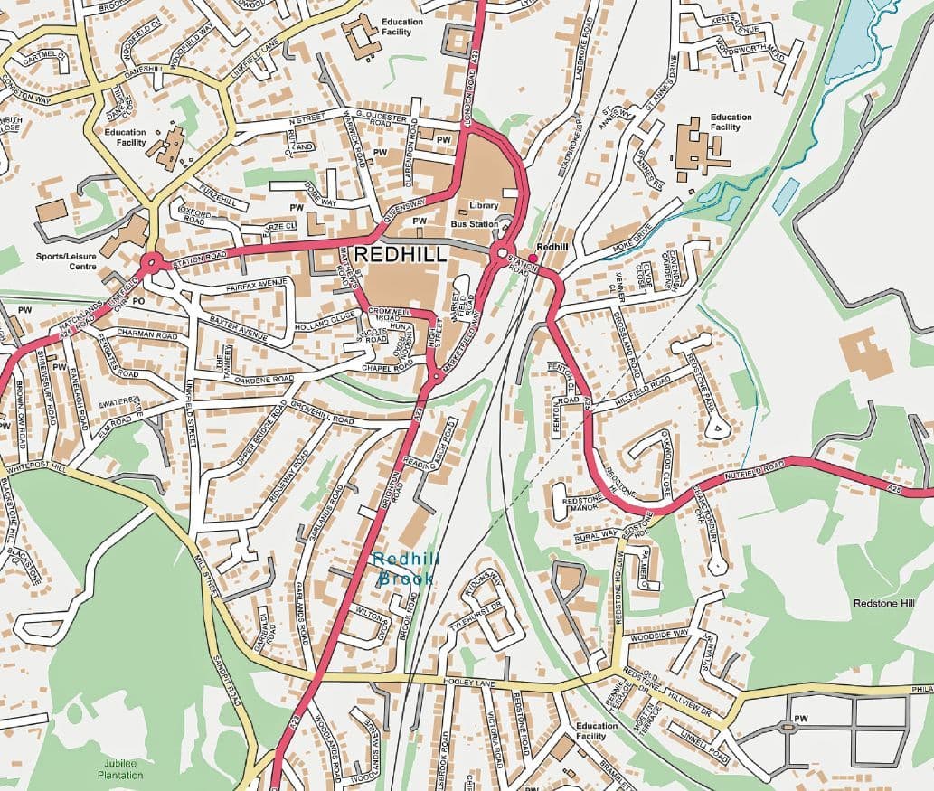 Reigate & Redhill Street Map 2022