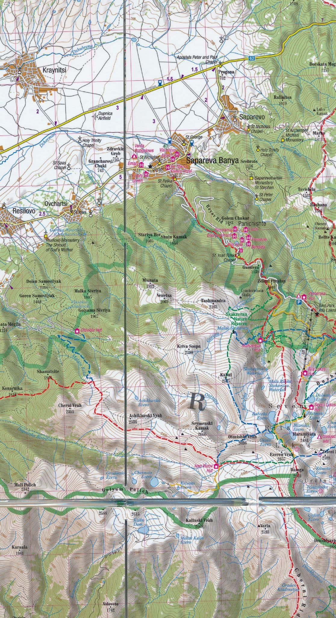 Rila Pirin Bulgarian Mountains Trekking Map at 1 80 000