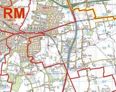 Romford - RM - Postcode Sector Wall Map