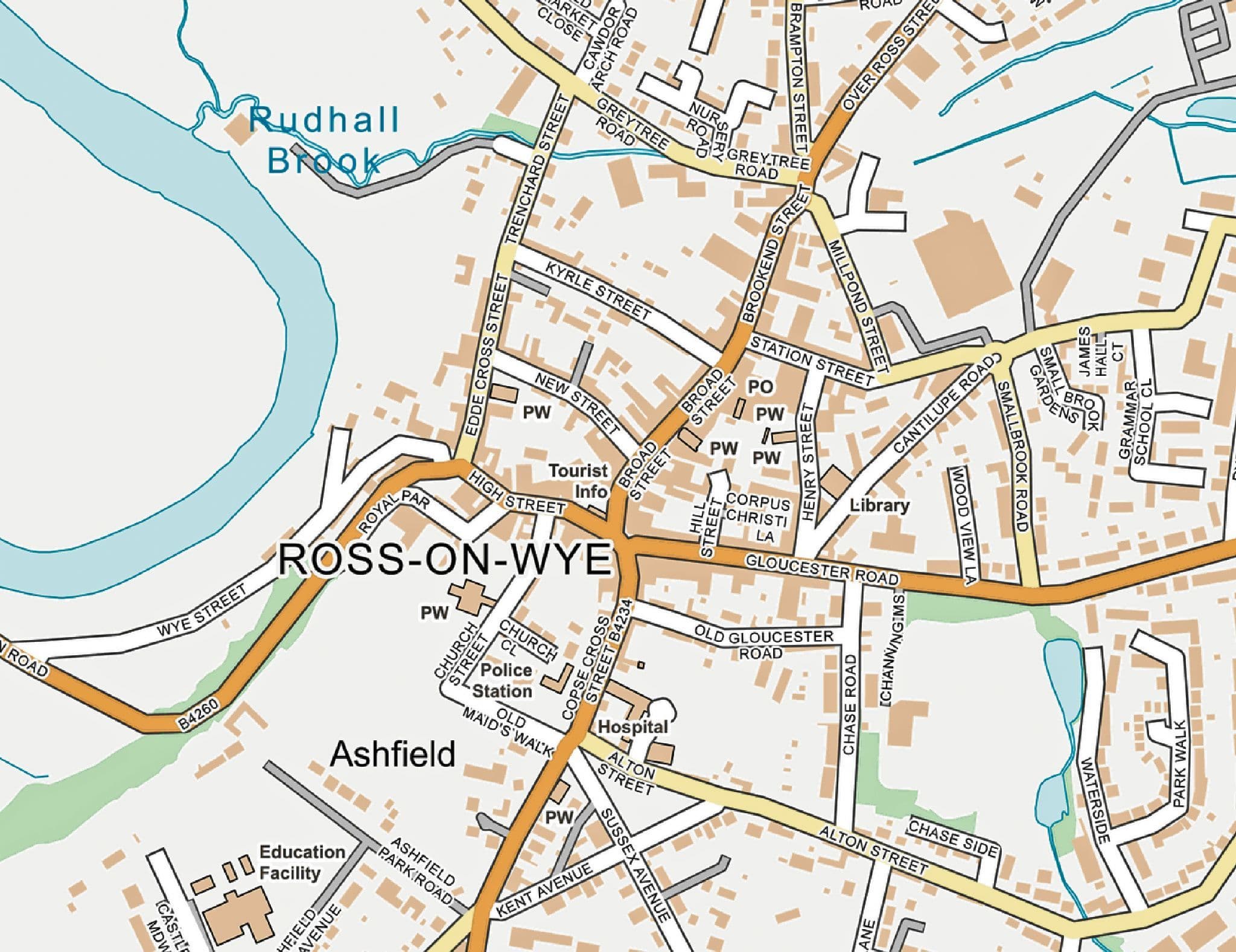 Ross - on - Wye Street Map 2023