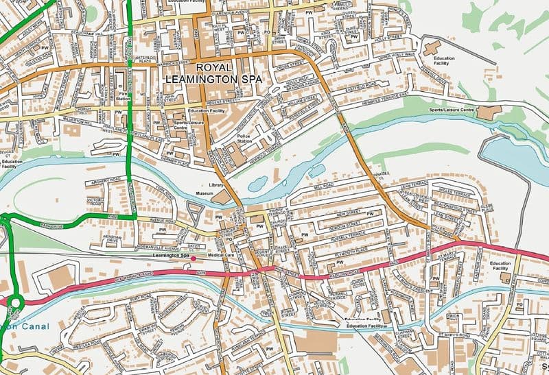Royal Leamington Spa & Warwick Street Map