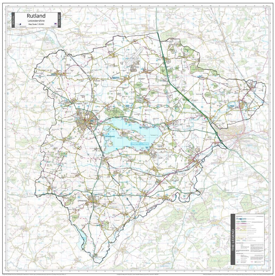 Rutland - Wall Map - 1 35 000 - The Map Centre Press