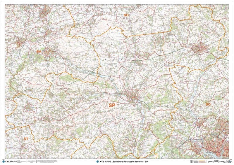Salisbury - SP - Postcode Sector Wall Map