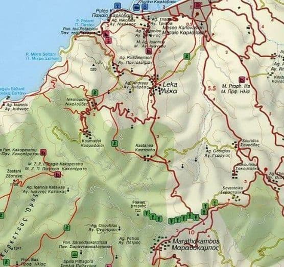Samos - Island Map - F&B