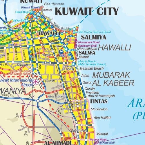 Saudi Arabia & Kuwait Travel Map