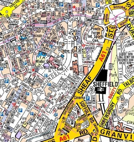 Sheffield A Z Wall Map