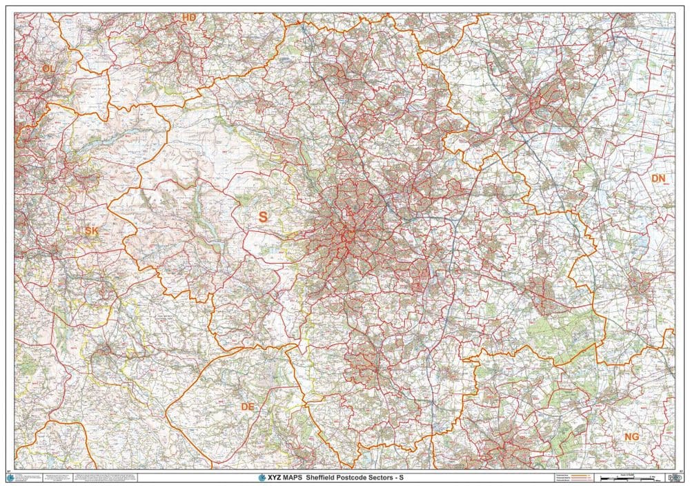 Sheffield - S - Postcode Sector Wall Map
