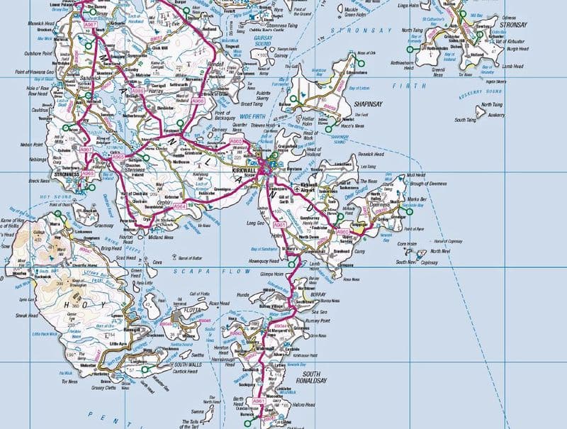 Orkney Islands Road Map