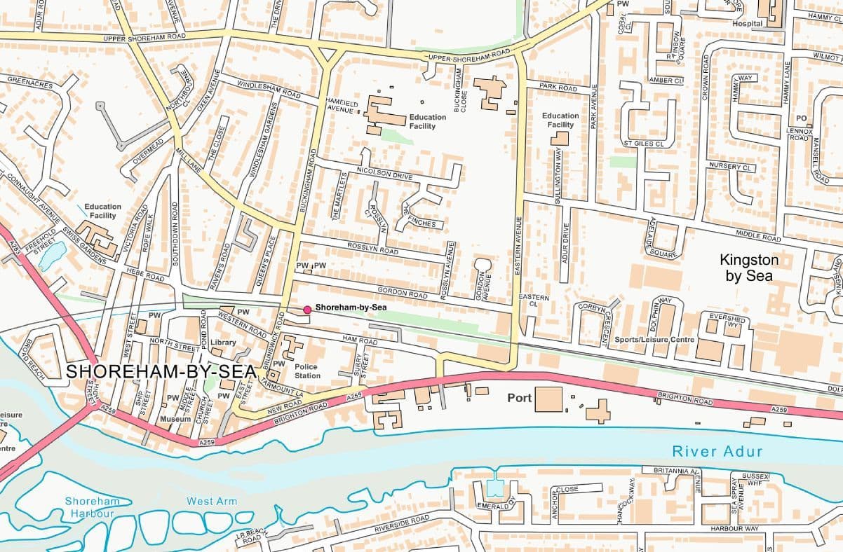 Shoreham by Sea Street Map