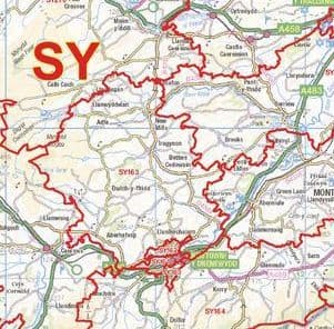 Shrewsbury - SY - Postcode Sector Wall Map