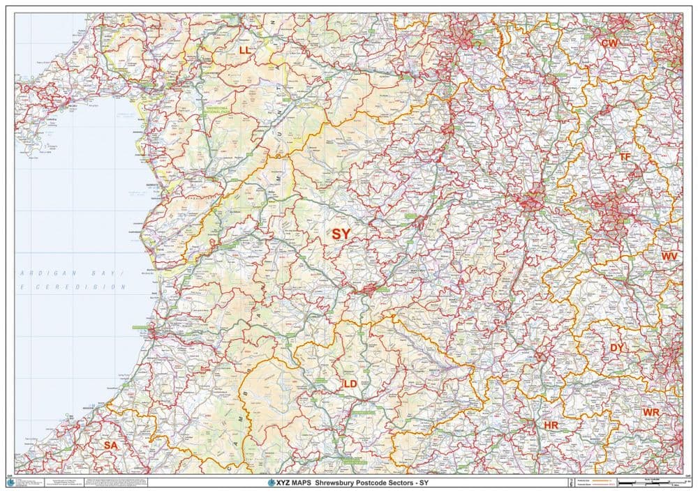 Shrewsbury - SY - Postcode Sector Wall Map