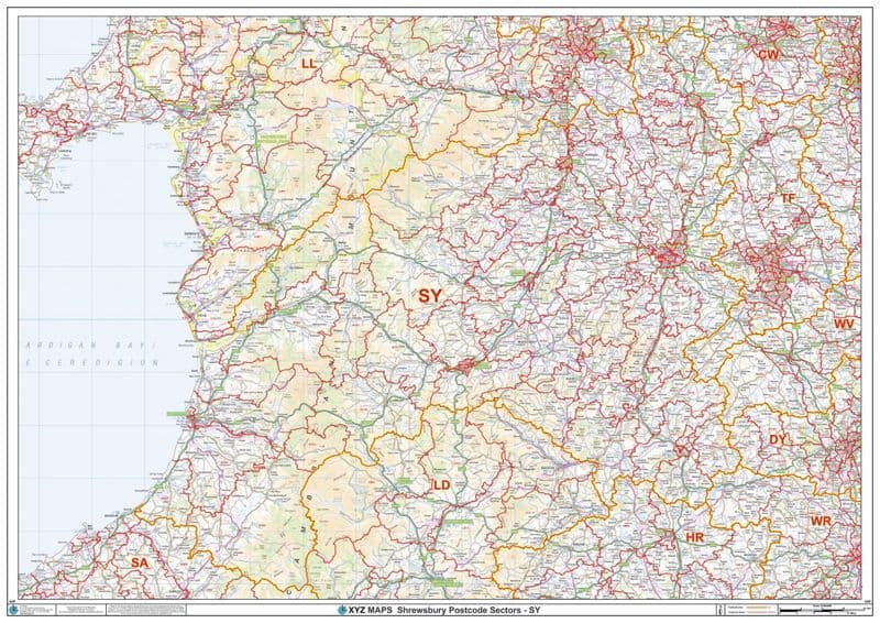 Shrewsbury - SY - Postcode Sector Wall Map
