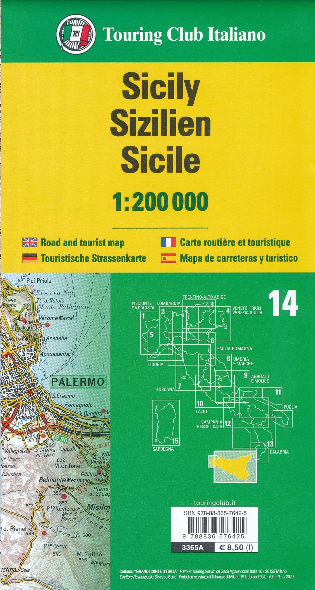 Tci Maps Sicily 01: Piemonte & Valle D Aosta Regional Map Touring
