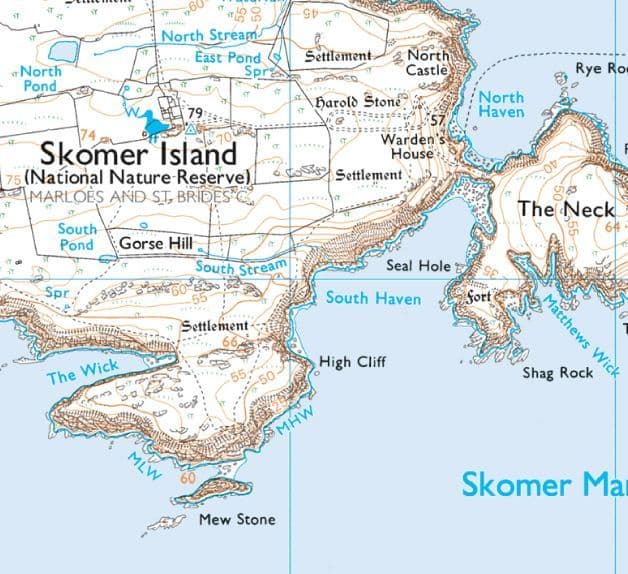 Skomer & Skokholm Island - Wall Map - 1 10 000 - The Map Centre Press