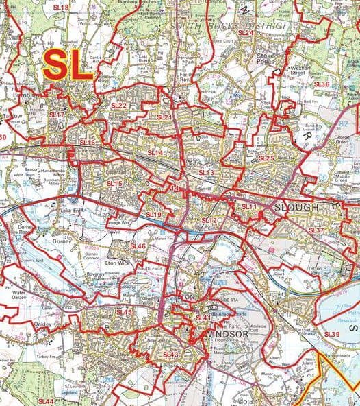 Slough - SL - Postcode Sector Wall Map