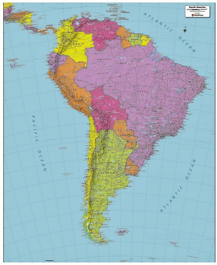 South America Wall Map - Extra Large - Map Sherpa