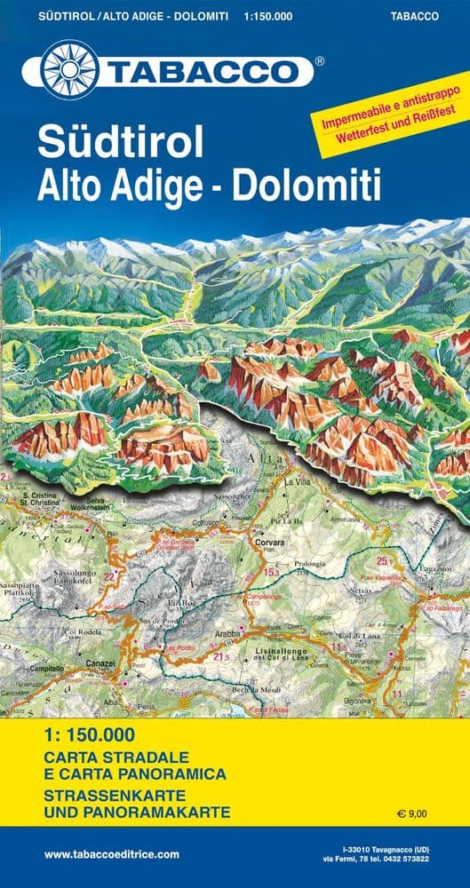 South Tirol / Alto Adige /Dolomites Road Map & Panoramic Map MB 05