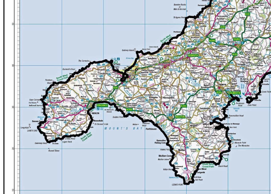 South West Coastal Path - Wall Map