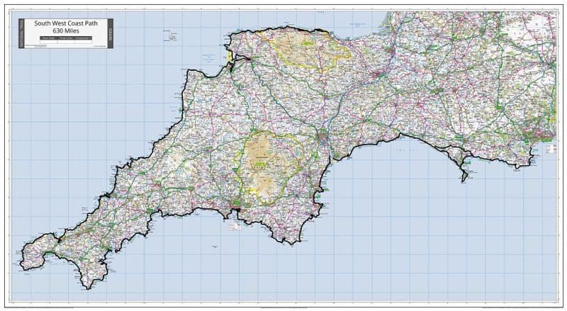 South West Coastal Path - Wall Map