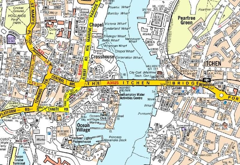 Southampton A Z Wall Map