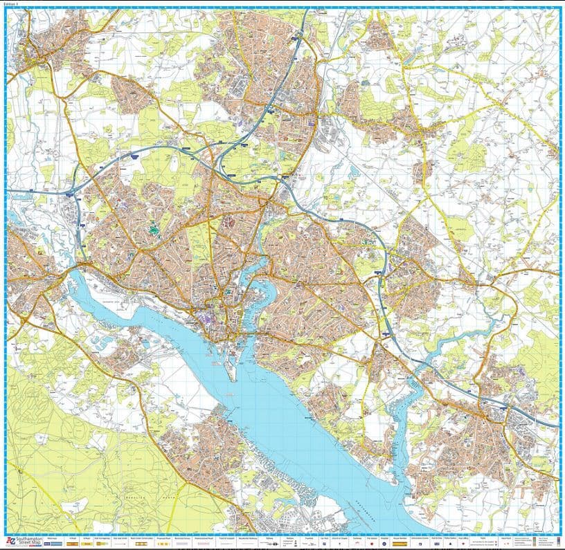 Southampton A Z Wall Map