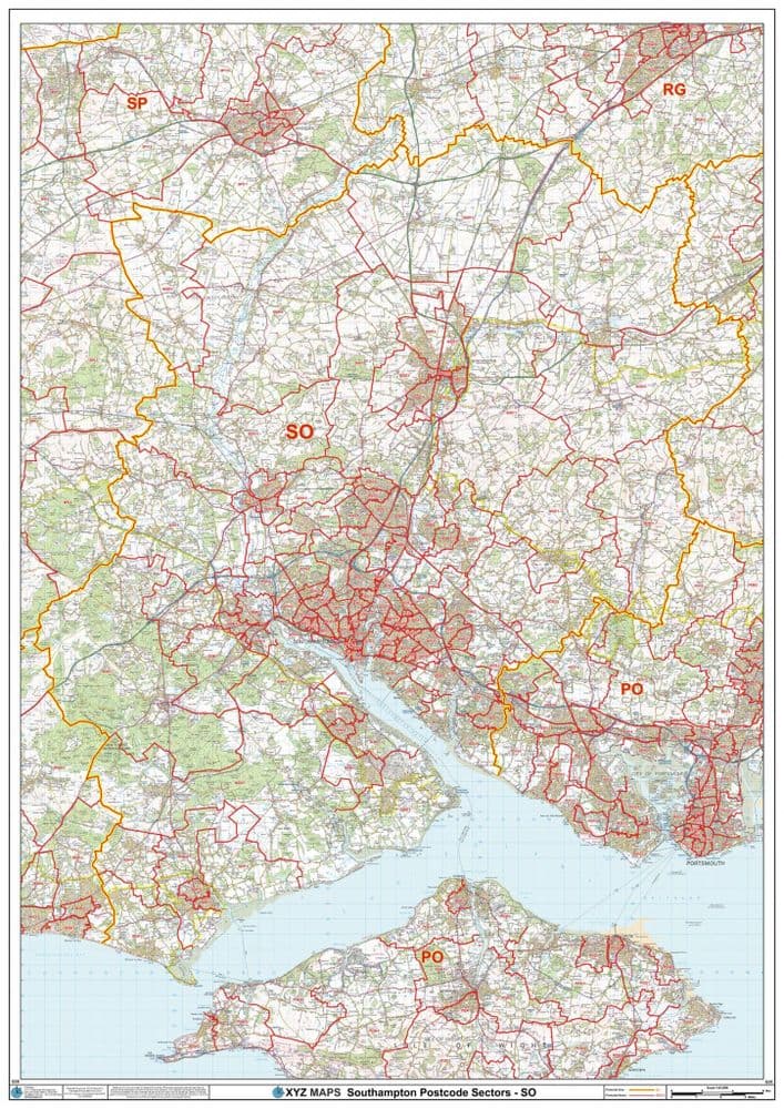 Southampton - SO - Postcode Sector Wall Map