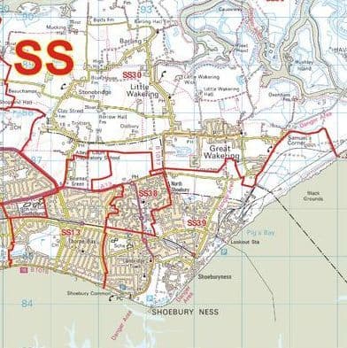 Southend On Sea - SS - Postcode Sector Wall Map