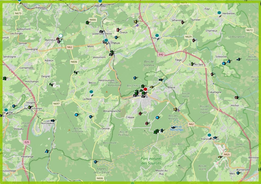 Spa Theux Jalhay Ninglinspo - Mini Ardennes Recreational Map 2