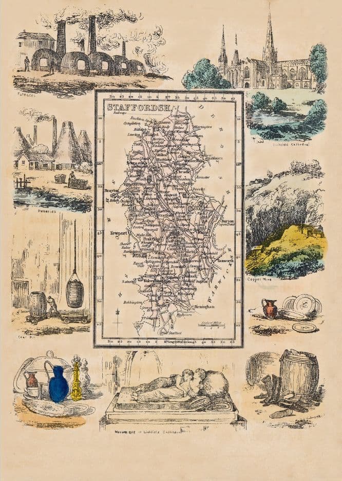 Staffordshire - by Reuben Ramble - Reproduction County Map