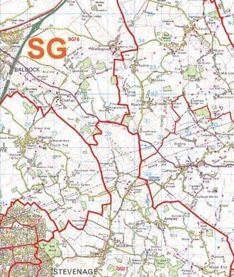 Stevenage - SG - Postcode Sector Wall Map