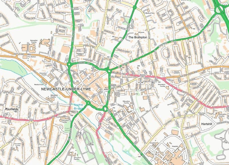 Stoke on Trent & Newcastle under Lyme Street Map