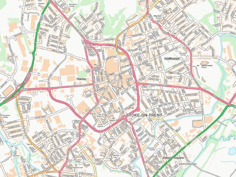 Stoke on Trent & Newcastle under Lyme Street Map