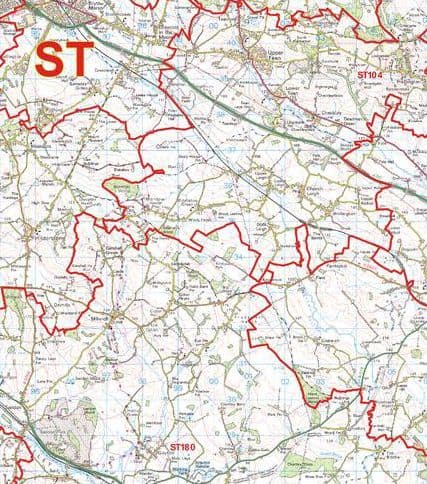 Stoke on Trent - ST - Postcode Sector Wall Map