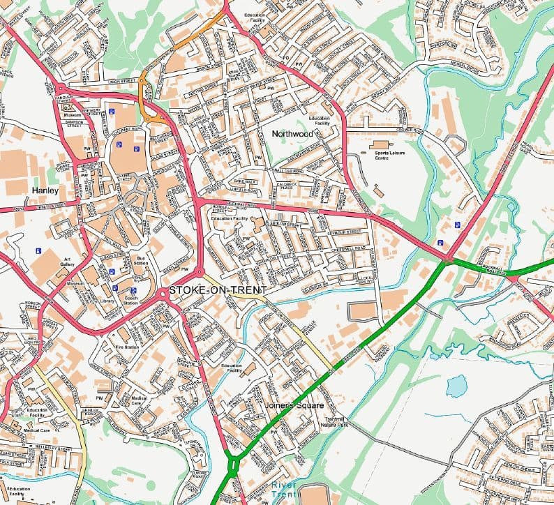 Stoke on Trent Street Map
