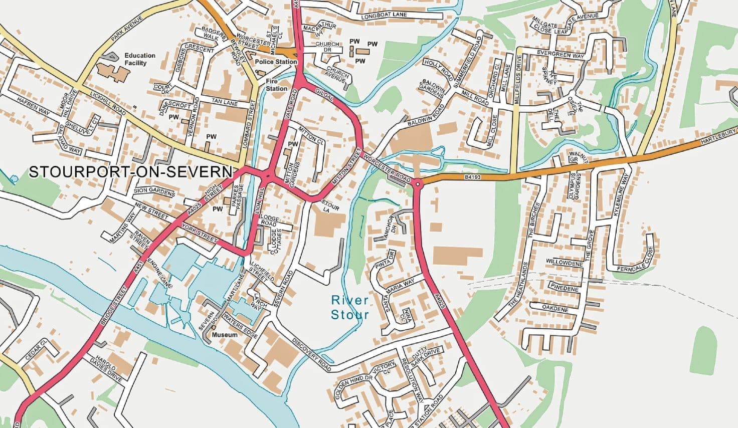 Stourport on Severn Street Map