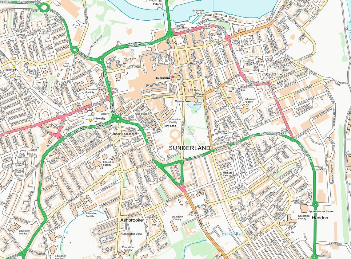 Sunderland Street Map