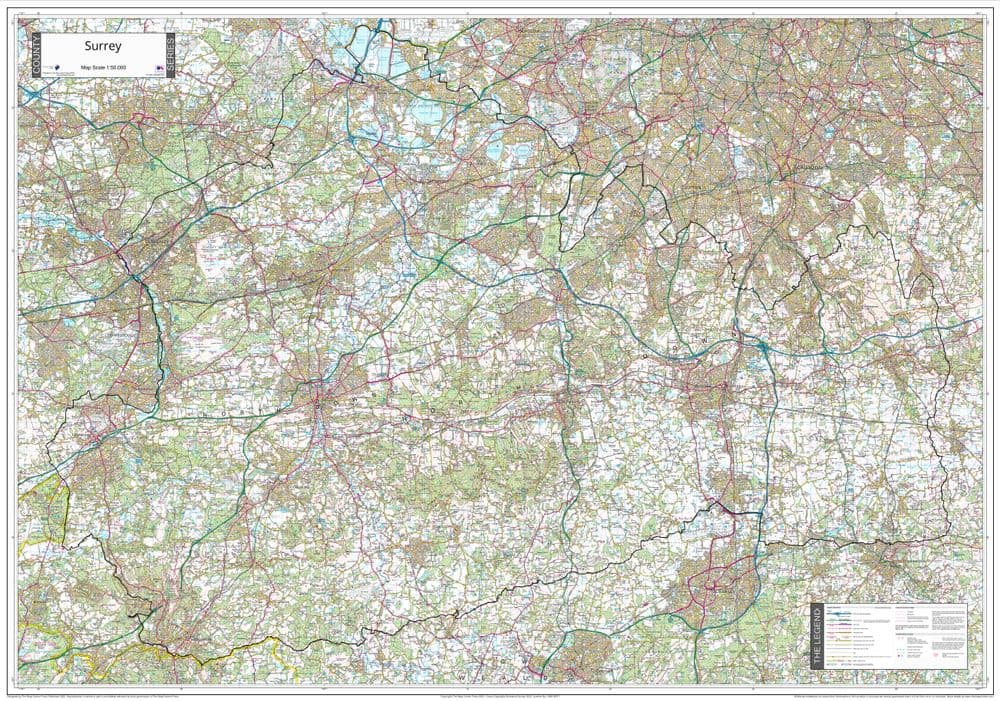 Surrey - Extra Large County Wall Map - 140 x 98cm