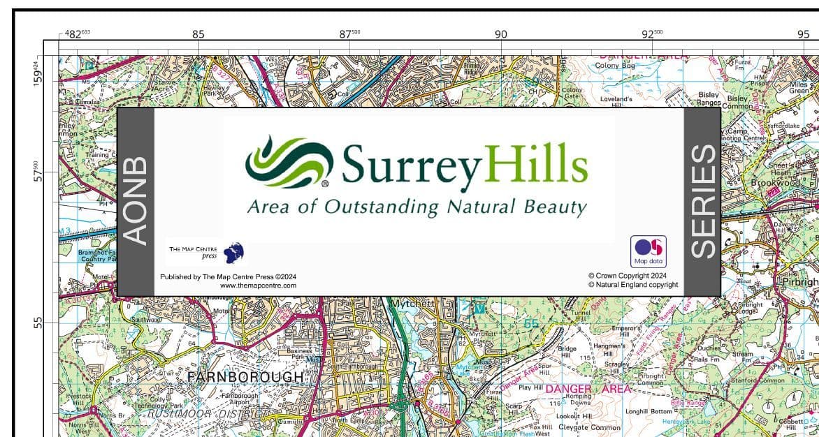 Surrey Hills - AONB Wall Map - 2024