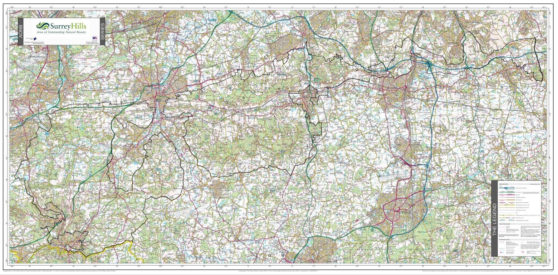 Surrey Hills - AONB Wall Map - 2024