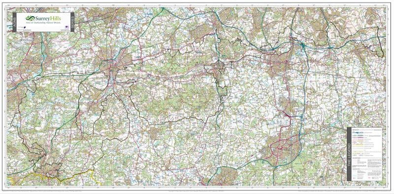 Surrey Hills - AONB Wall Map - 2024