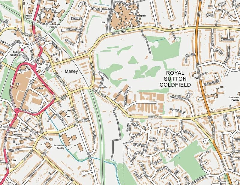 Sutton Coldfield Street Map